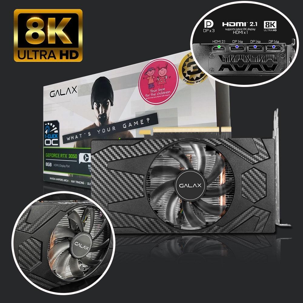 GALAX GeForce RTX 3050 1-Click OC 8GB GDDR6 128-bit video card / with ...