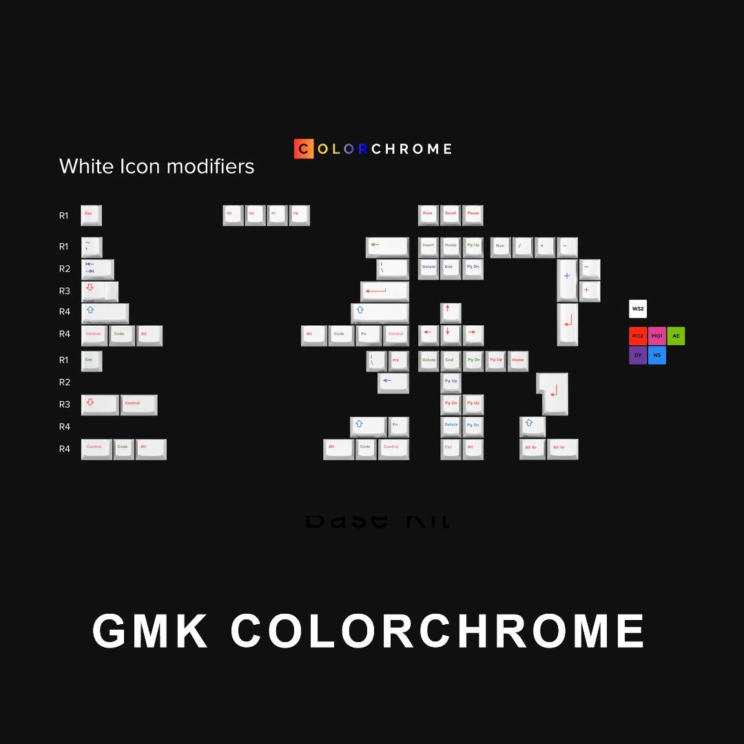 GMK ColorChrome (Brand New / Base Kit, White Icon Mods, Accents ...