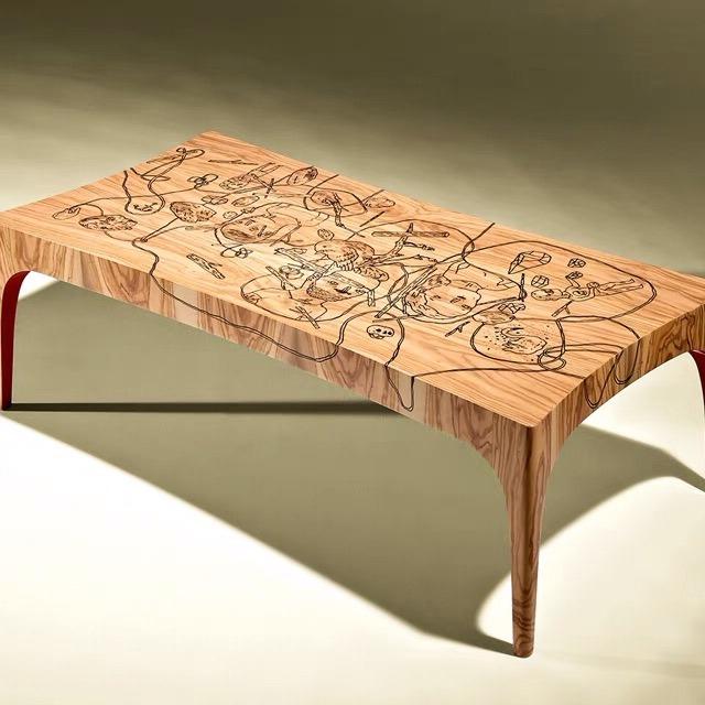 Graffiti Solid Wood Table, 傢俬＆家居, 傢俬, 桌子 - Carousell