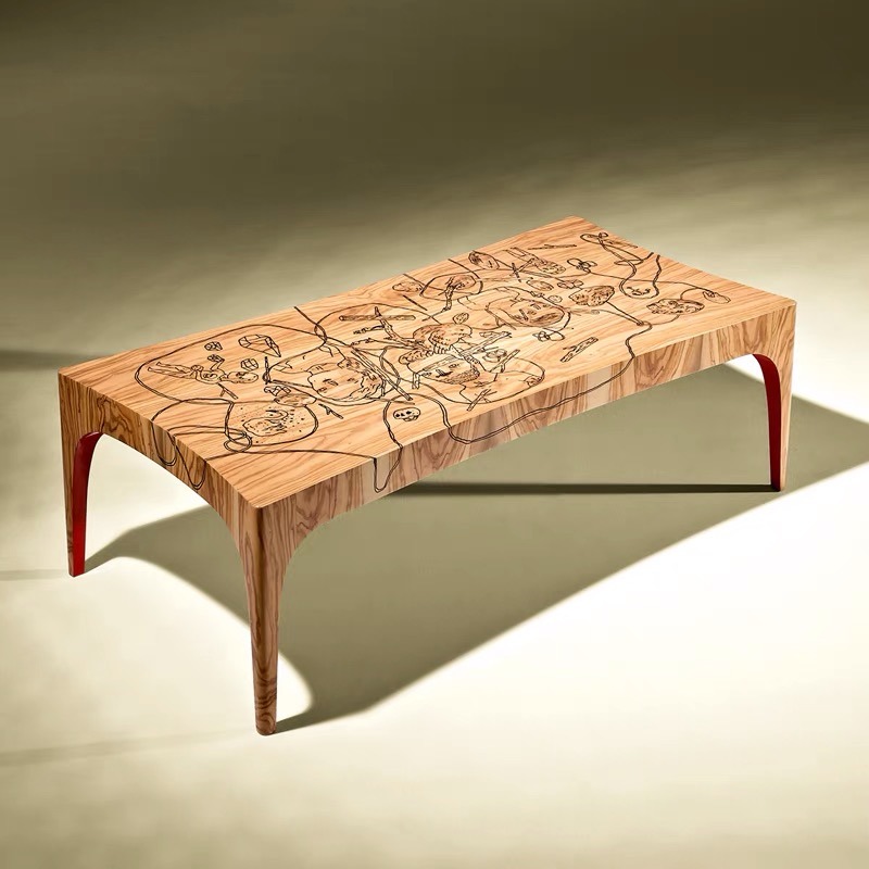 Graffiti Solid Wood Table, 傢俬＆家居, 傢俬, 桌子 - Carousell