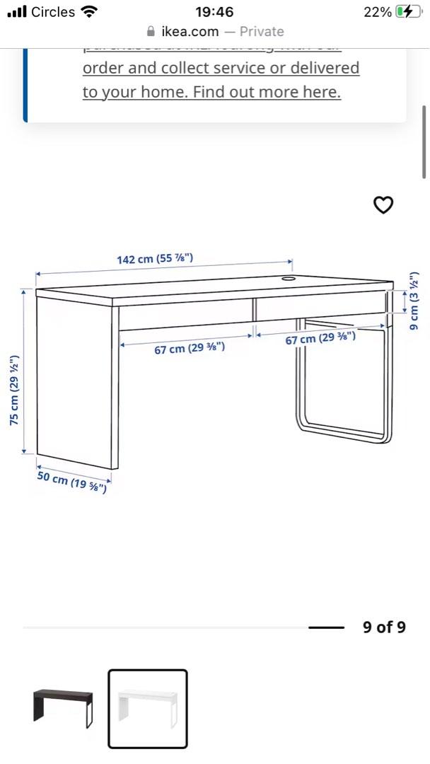IKEA Micke Desk (142x50), Furniture & Home Living, Furniture, Tables ...