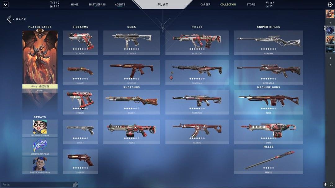 Immortal 47 premium skins ruin dagger Stacked Red Valorant Account ...