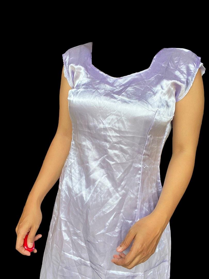 Inner satin dress kebaya lilac, Fesyen Wanita, Pakaian Wanita, Gaun ...