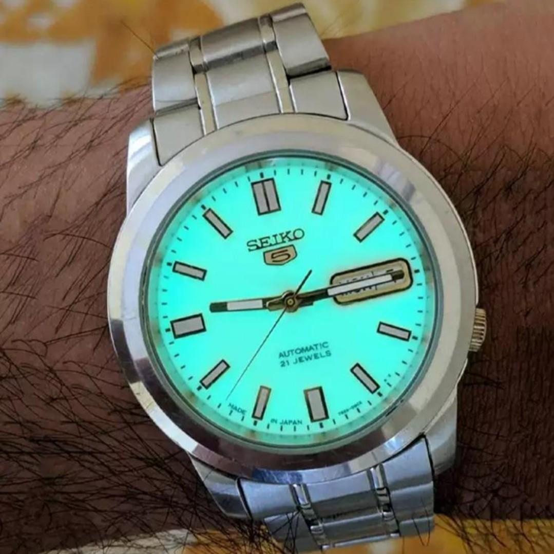 *JAPAN-MADE*Seiko 5 SNKK19J1 Men's Automatic LumiBrite Green Dial ...