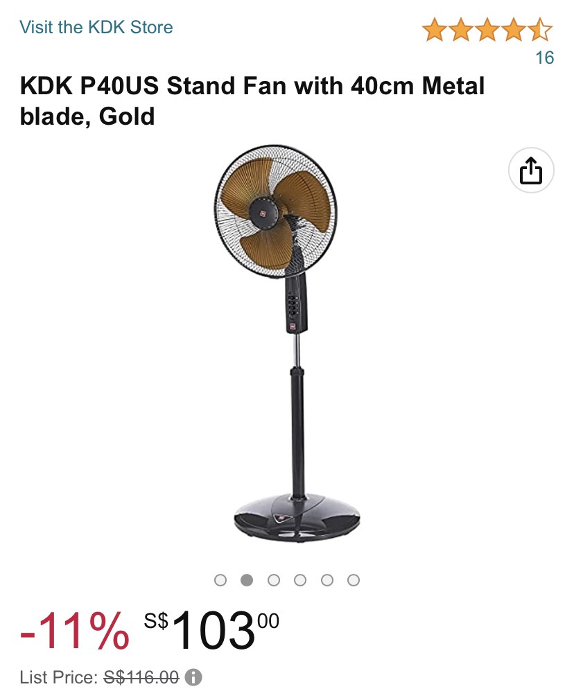 KDK P40US Stand Fan with 40cm Metal blade, Furniture & Home Living ...