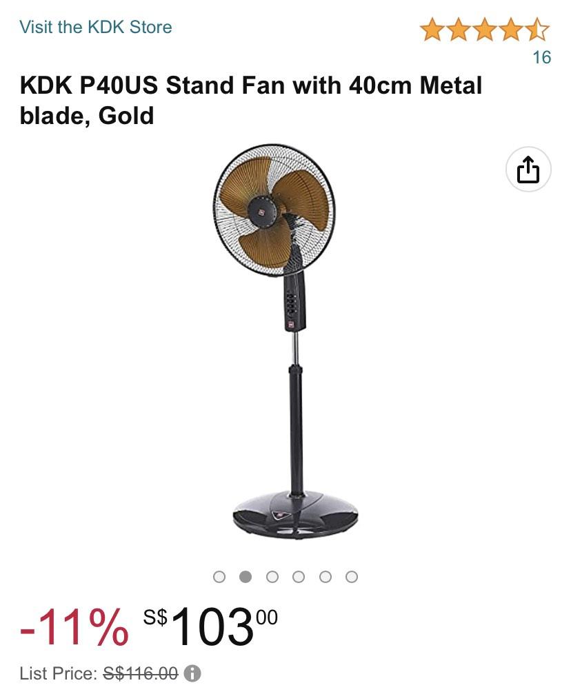 KDK P40US Stand Fan with 40cm Metal blade, Furniture & Home Living ...