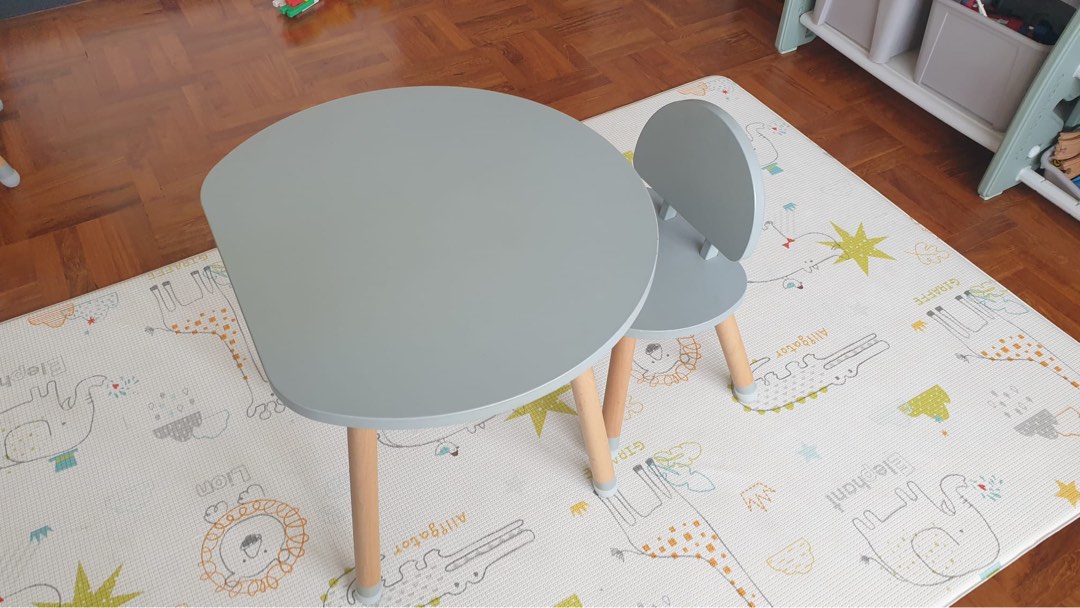 Like new! Matching wooden kids table & chair, Furniture & Home Living ...