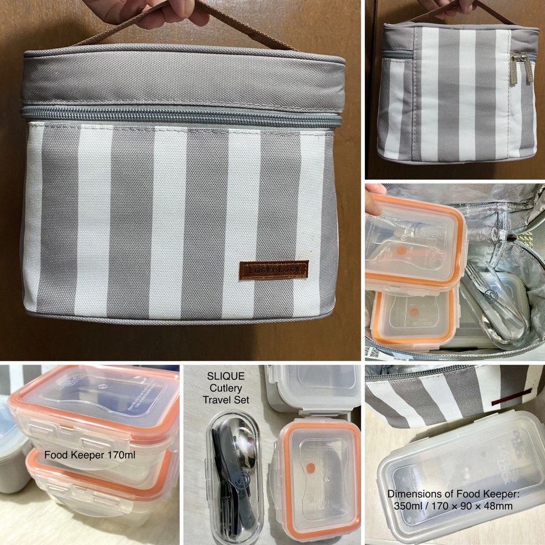 Lunch Bag Set Lock n Lock and Slique travel cutlery, Women's Fashion ...