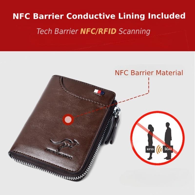 Men Tri-Fold Wallet NFC Barrier Security Protection Independent Card ...