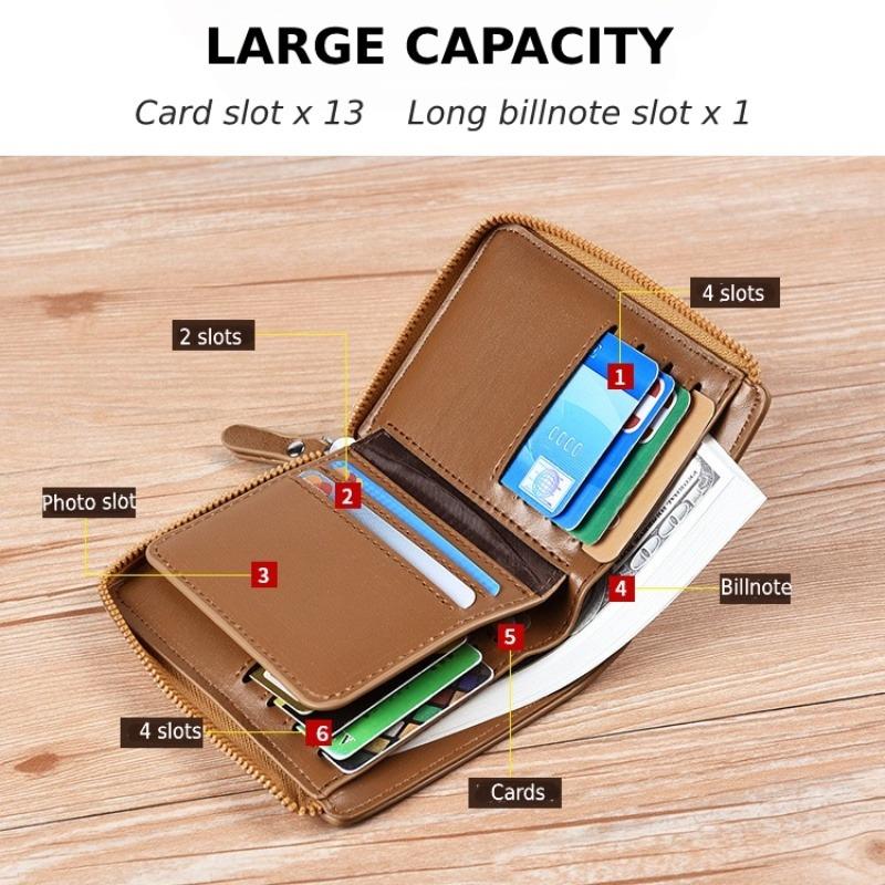 Men Tri-Fold Wallet NFC Barrier Security Protection Independent Card ...