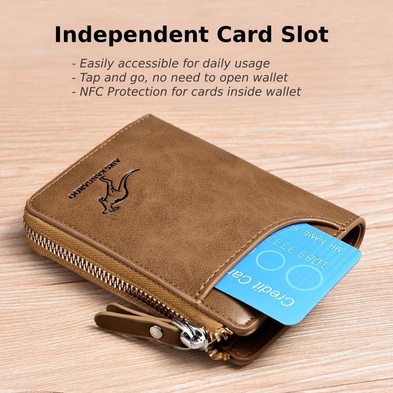 Men Tri-Fold Wallet NFC Barrier Security Protection Independent Card ...