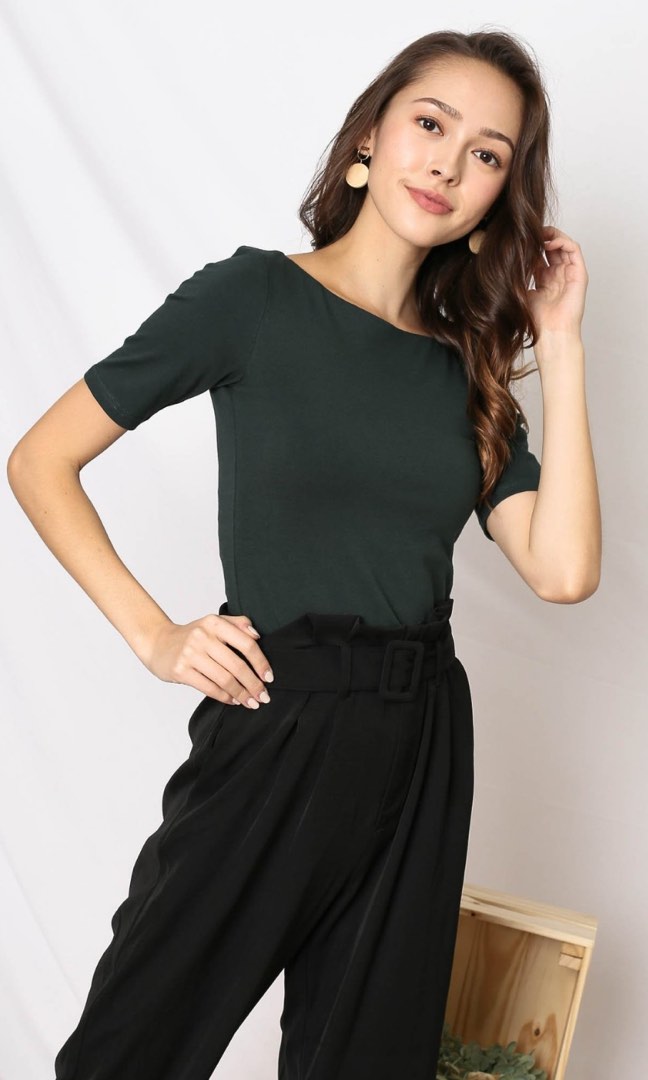 Nervana Basic Boat Neck Top, Women's Fashion, Tops, Other Tops on Carousell