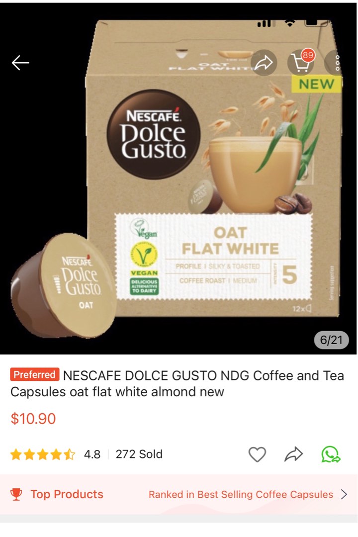 Nescafé dolce gusto ndg coffee capsule oat flat white , Food & Drinks ...