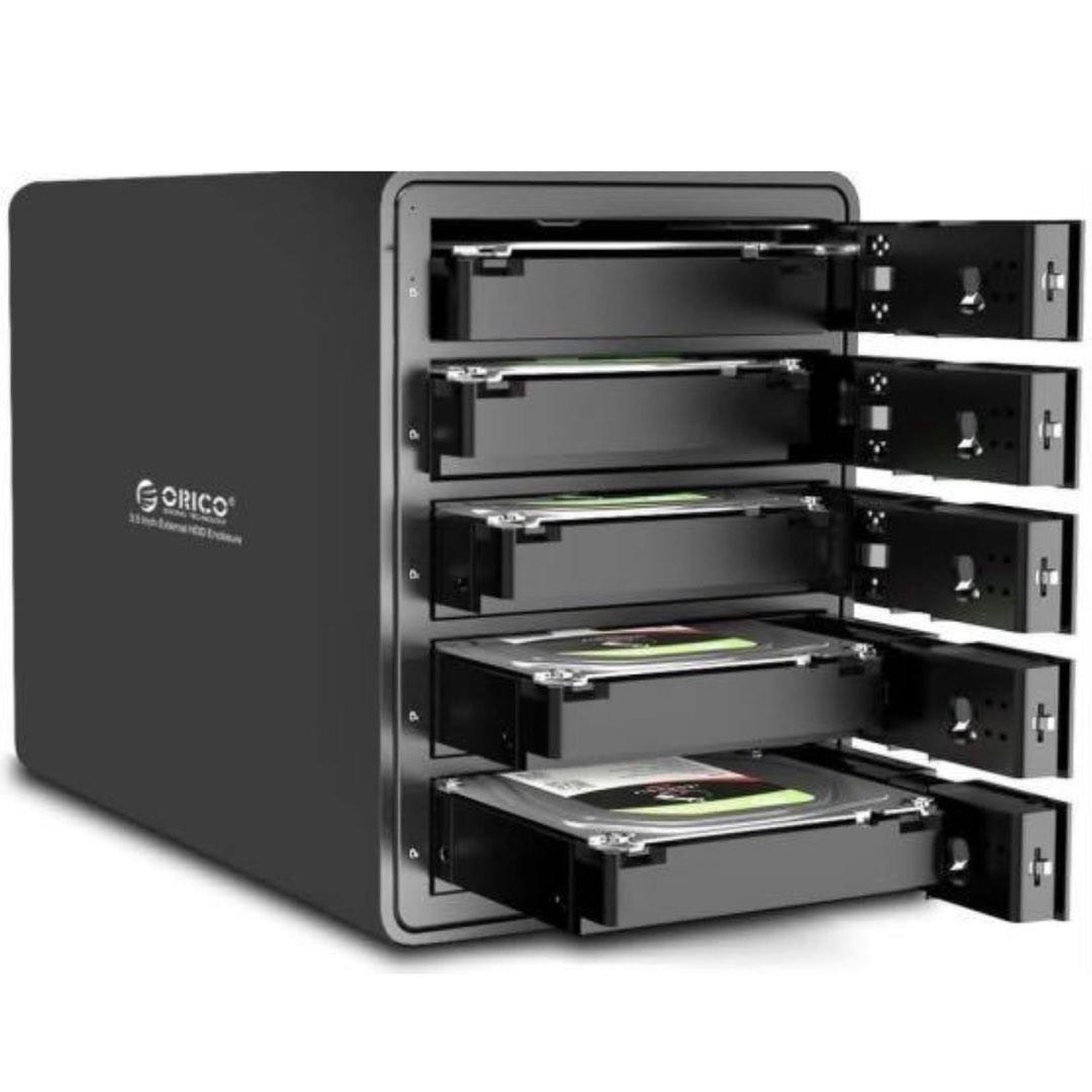 ORICO 5-Bay 3.5" HD Supports 90TB (5 x18TB) External RAID Enclosure USB ...