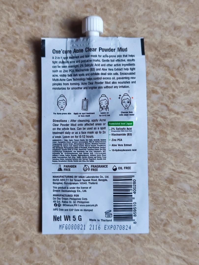 AUTHENTIC OXECURE Acne Clear Powder Mud, Beauty & Personal Care, Face ...