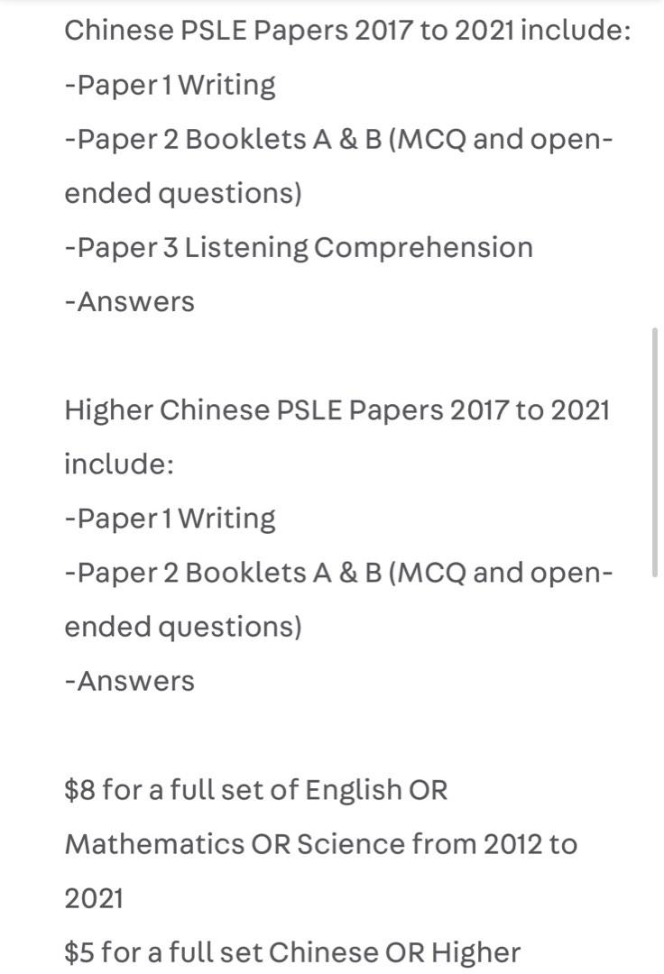 PSLE past year exam paper, Hobbies & Toys, Books & Magazines ...