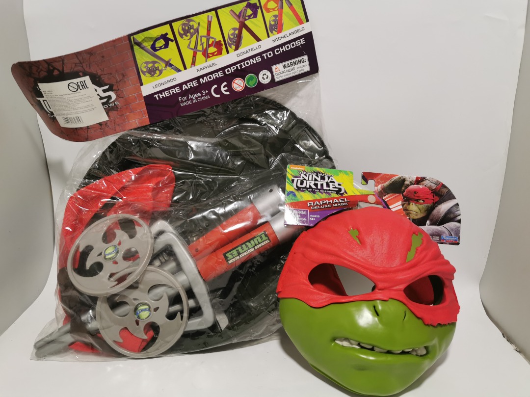 Raphael Teenage Mutant Ninja Turtles Plastic Costume Shell Twin Sai ...