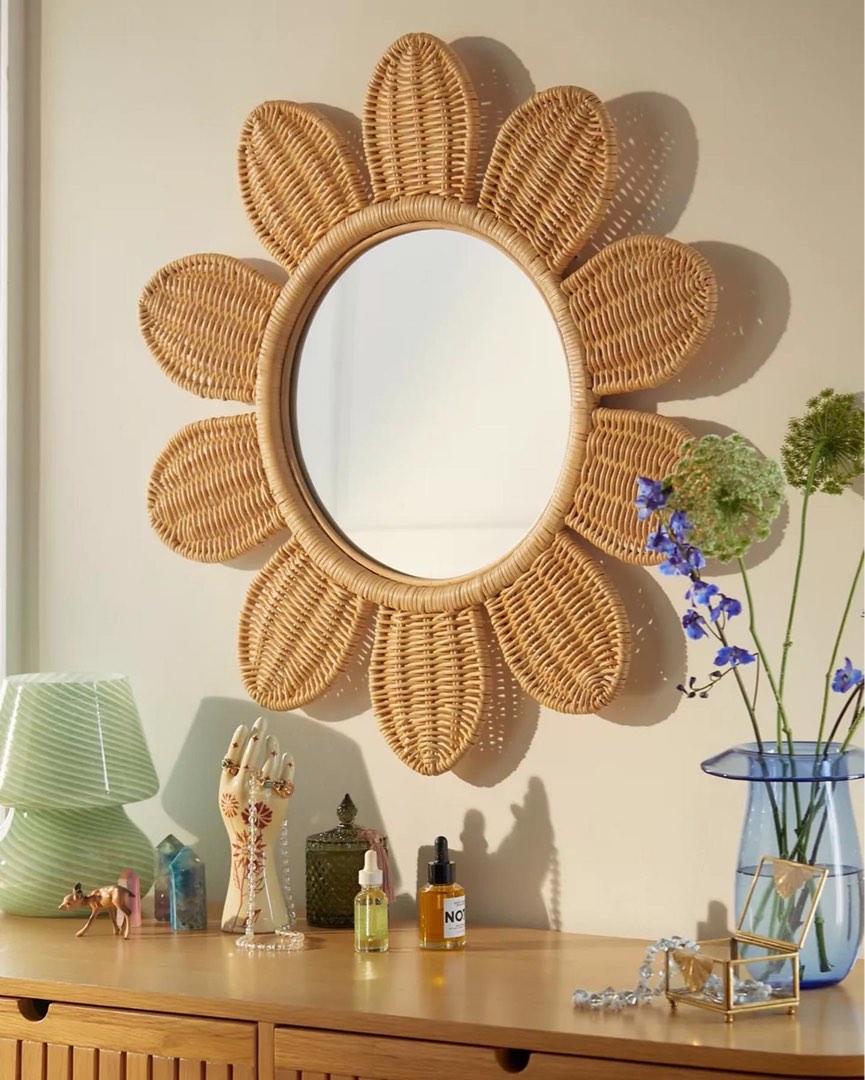 Rattan flower mirror, Furniture & Home Living, Home Decor, Wall Decor ...
