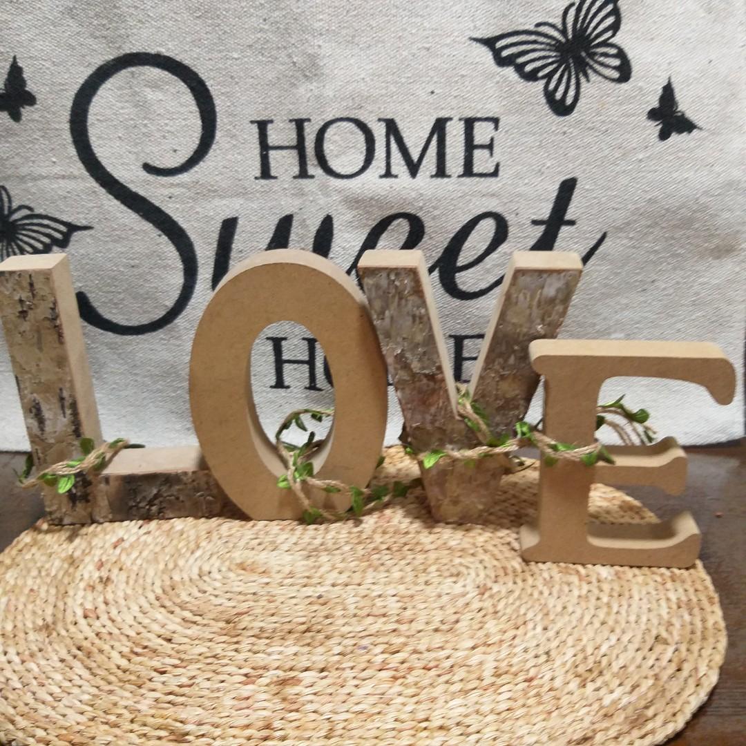 Rustic Log Natural Wood Love Standee Decor, Furniture & Home Living ...