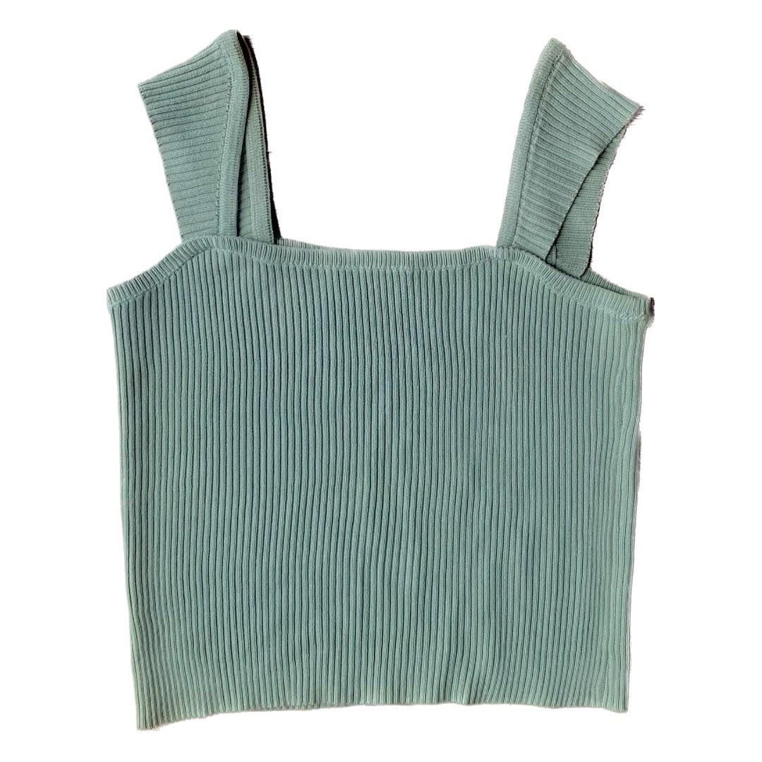 Sage Green Ribbed Top, Women's Fashion, Tops, Sleeveless on Carousell