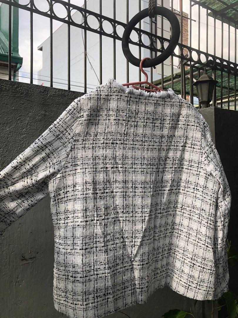 Shein Curve Chanel Inspired Tweed Jacket, Women's Fashion, Coats ...