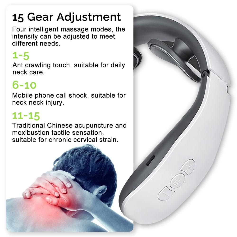 Smart Electric Neck and Back Pulse Massager TENS Wireless Heat Cervical ...