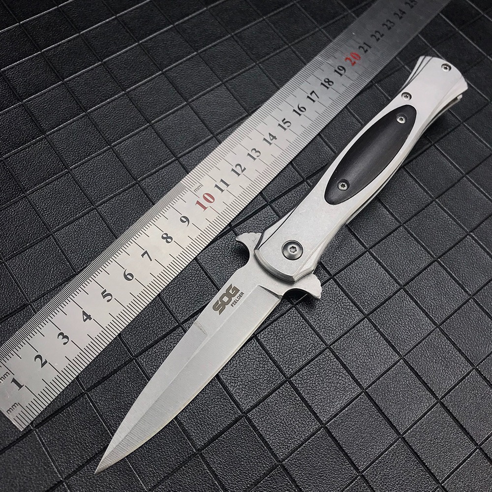 SOG Fielder Dagger Tactical Pocket Folding Knife (Stone Wash Finish ...