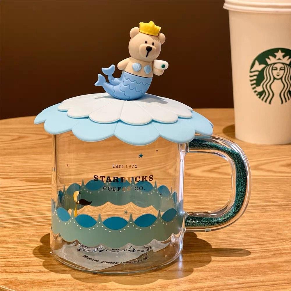 Starbucks Mermaid Fish Scales Glass with Lid, Furniture & Home Living ...