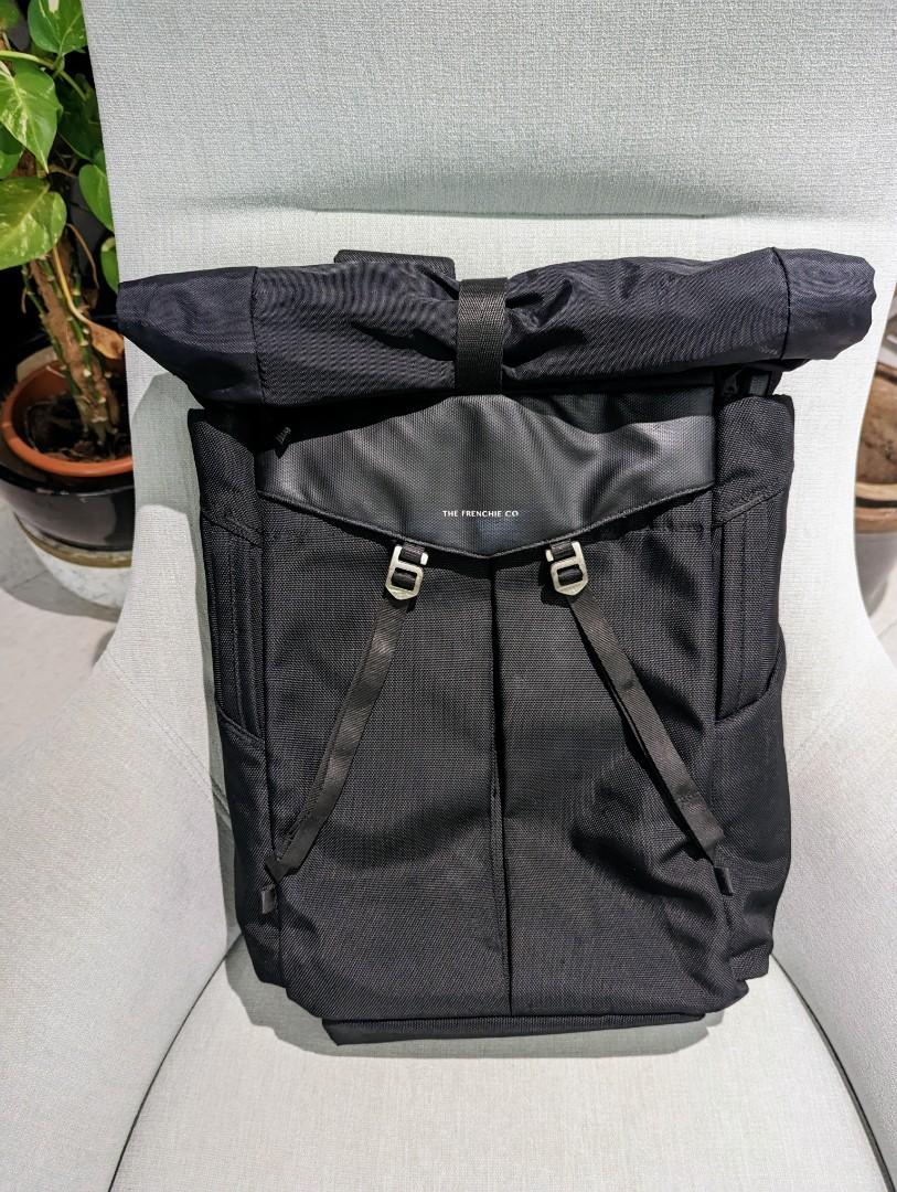 The Frenchie Co Speed Backpack - Roll top Laptop Bag - Black Nylon, Men ...