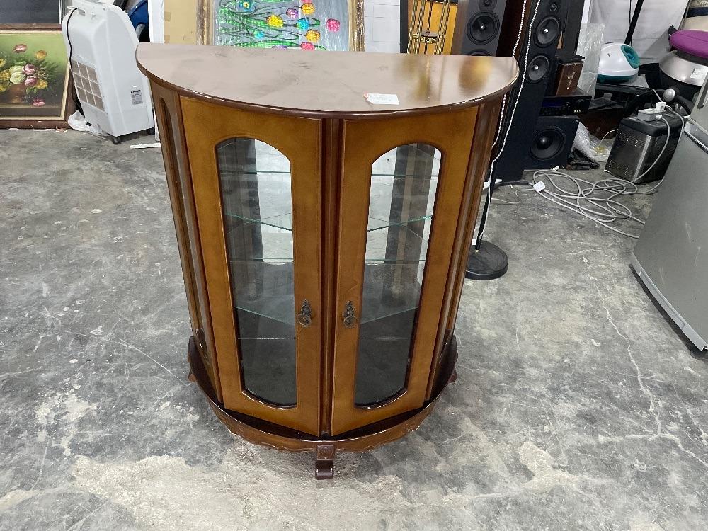 Vintage Brown Wooden Semi-Circle Display Cabinet / Kabinet Paparan ...