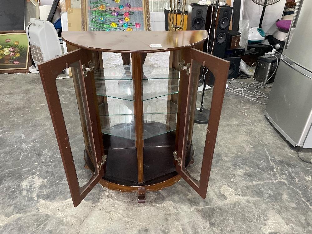Vintage Brown Wooden Semi-Circle Display Cabinet / Kabinet Paparan ...