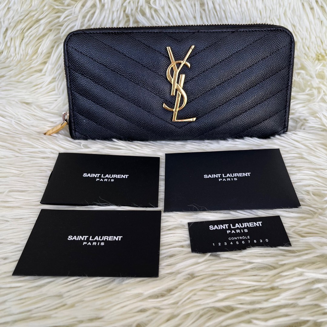 YSL Zippy Caviar Long Wallet, Luxury, Bags & Wallets on Carousell