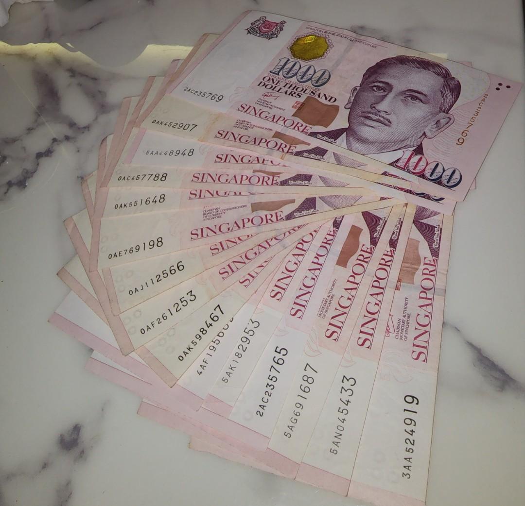 Very New $1000 notes Singapore SGD $1k 1k note 17pcs one thousands ...