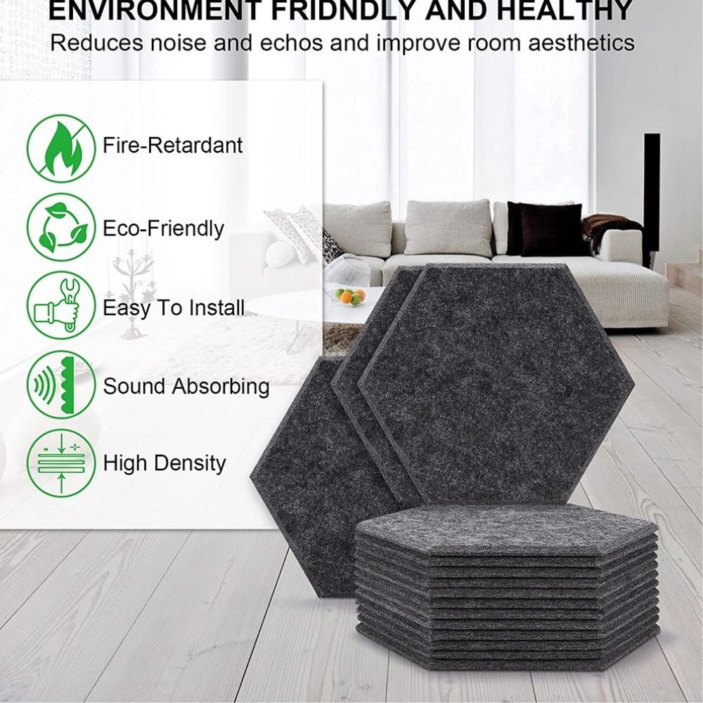 12 Pcs Self-adhesive Hexagon Sound Proof Acoustic Panels Beveled Edge ...