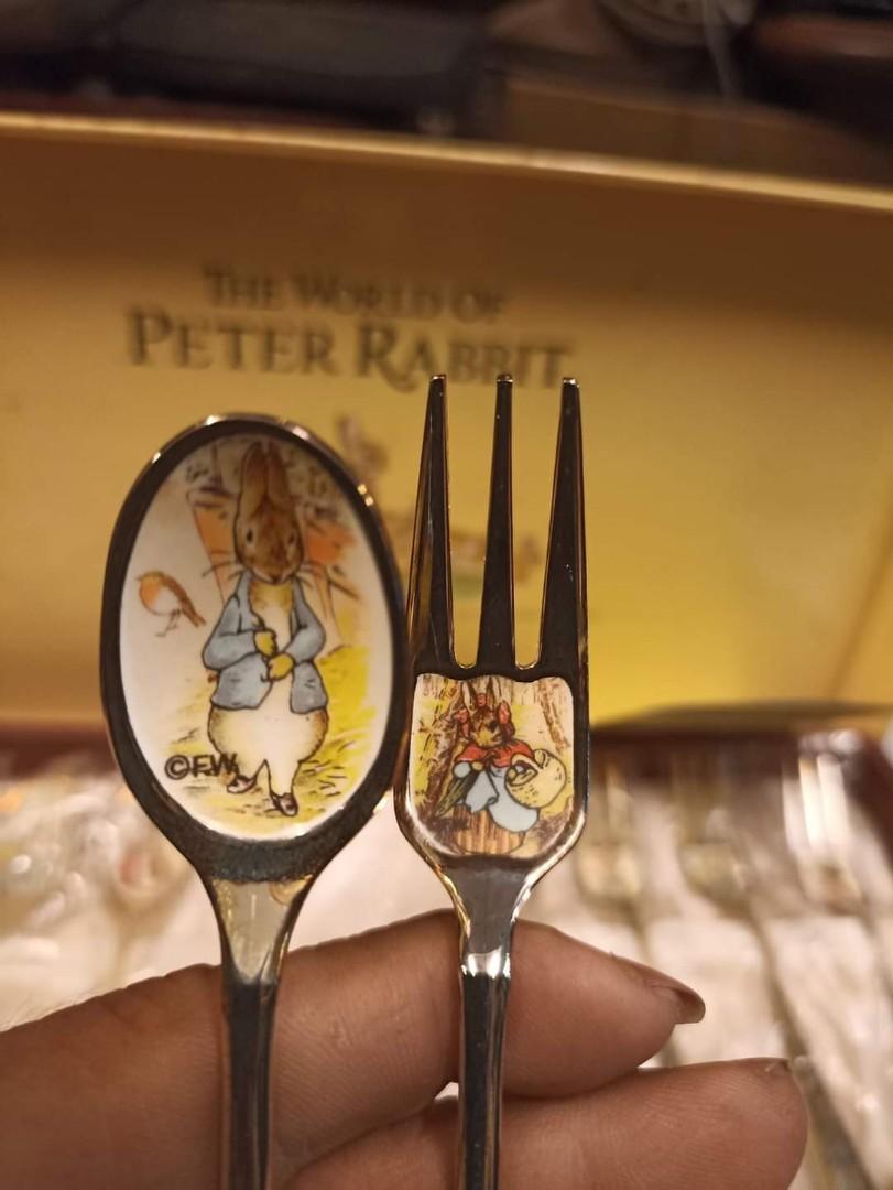 ASAHI Peter Rabbit Gold Cloisonne Yaki 10 gold cutlery spoon fork ...