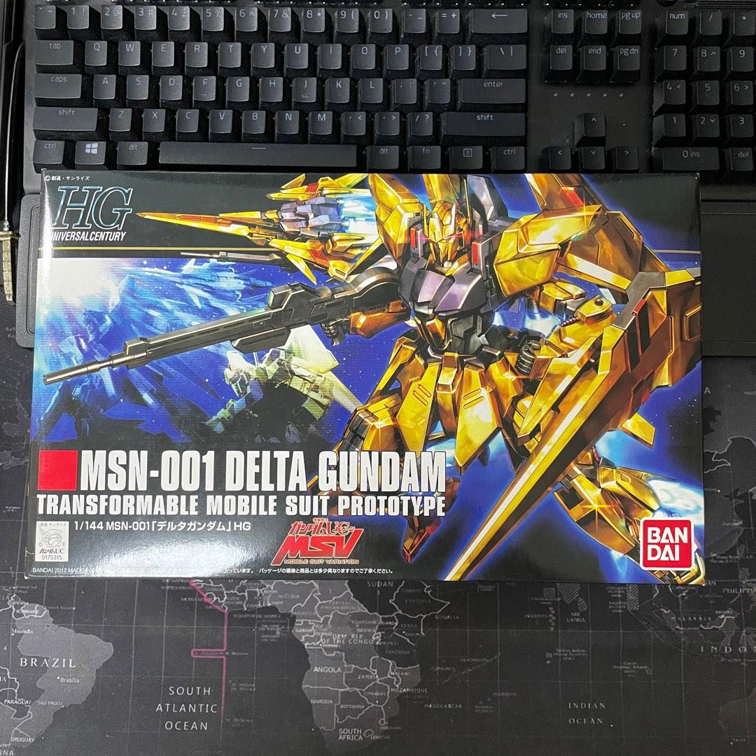 Bandai 1/144 HG MSN-001 Delta Gundam, gold chrome. RX-0 Unicorn Gundam ...
