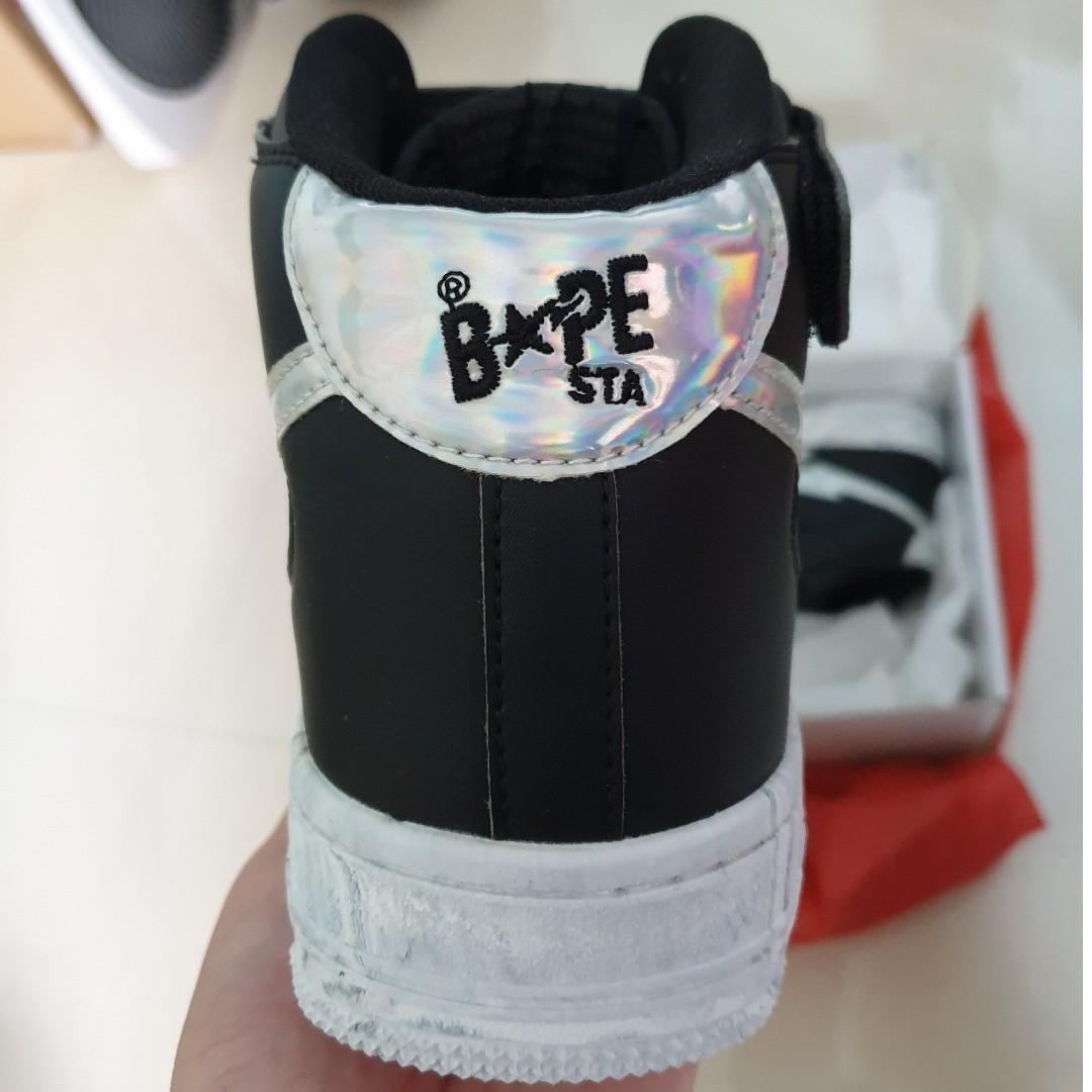 BAPE STA Mid Black Marble, Men's Fashion, Footwear, Sneakers on Carousell