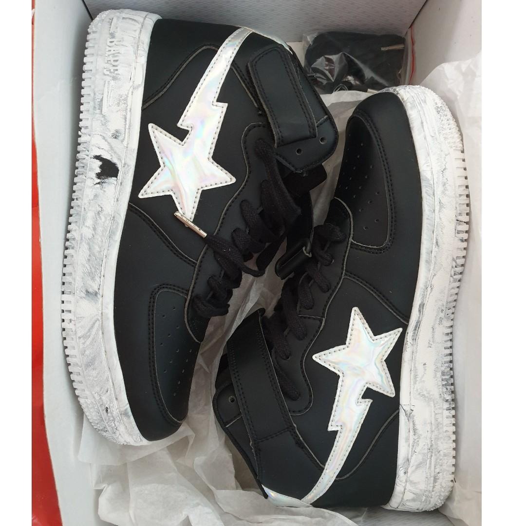 BAPE STA Mid Black Marble, Men's Fashion, Footwear, Sneakers on Carousell