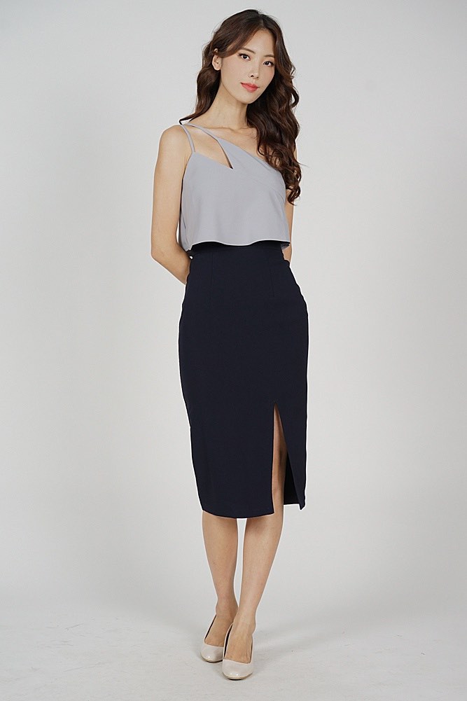 BNWT MDS Kersie Toga Overlay Dress in Grey Midnight, Women's Fashion ...