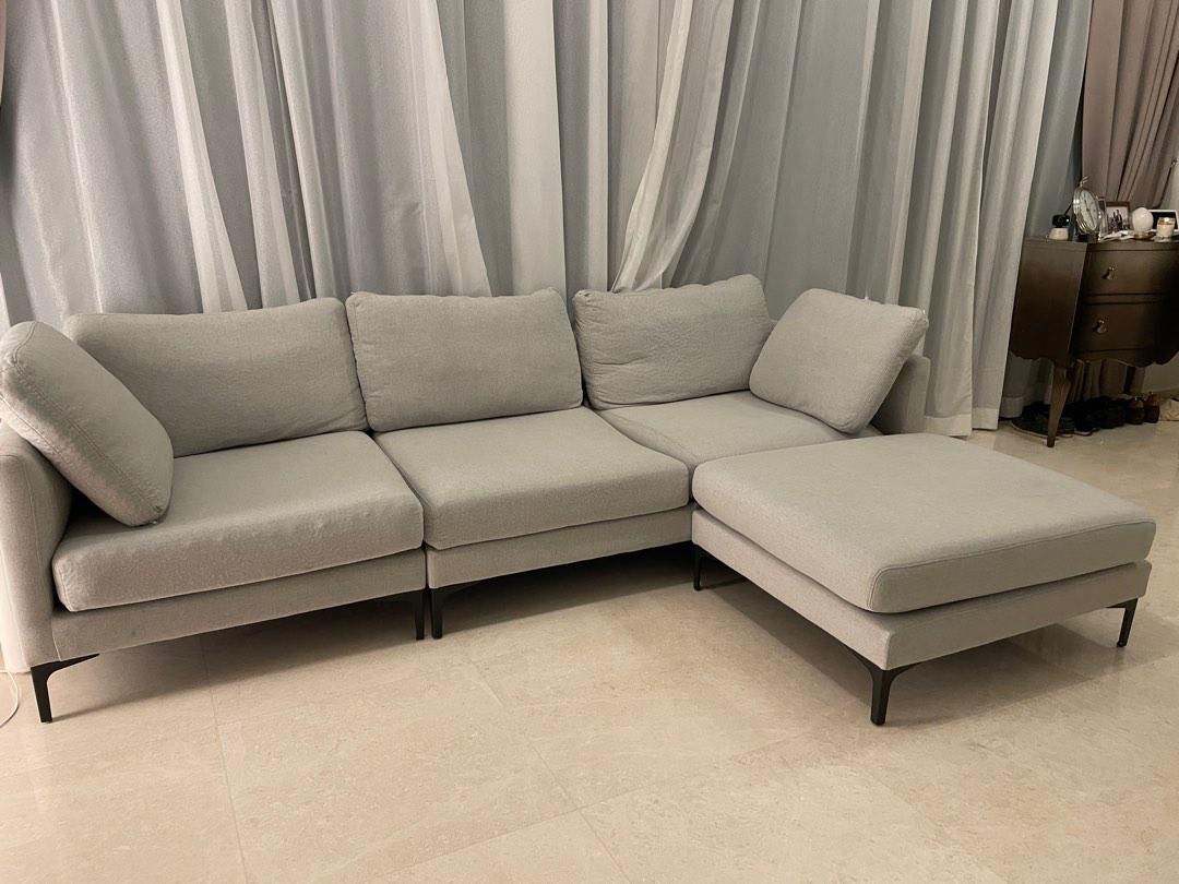 Casterly sofa with stool, Furniture & Home Living, Furniture, Sofas on ...