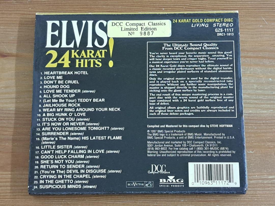 CD ELVIS 24 Karat Hits DCC 發燒錄製 24K Gold 首批金碟 Limited Edition From The ...