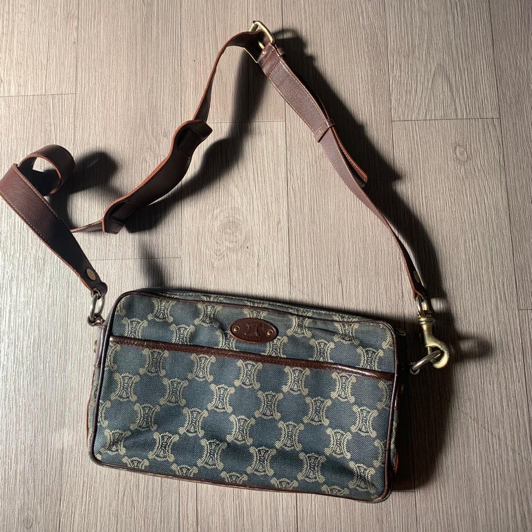 CELINE Vintage Triomphe Denim Sling Bag, Women's Fashion, Bags ...