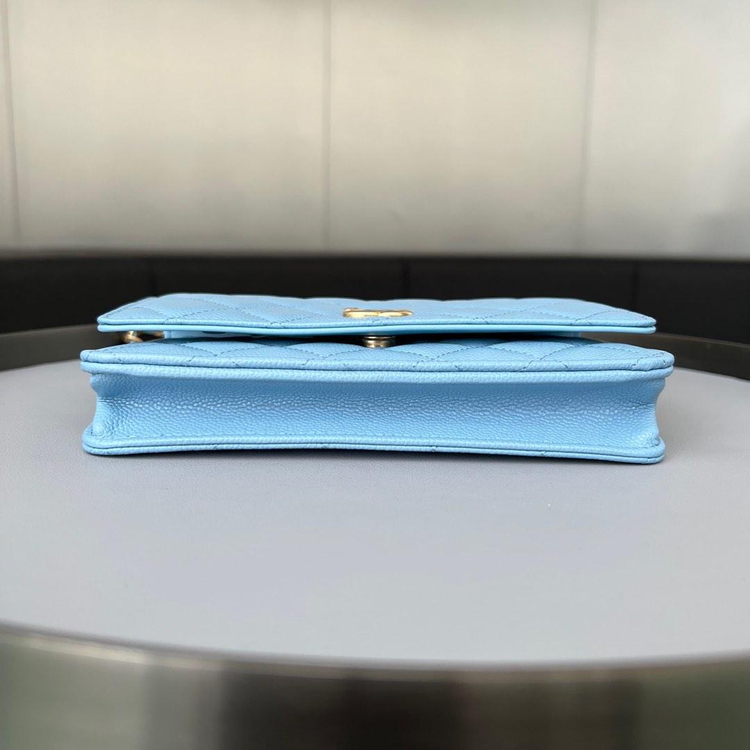 Chanel Pick Me Up Wallet on chain Blue, Luxury, Bags & Wallets on Carousell