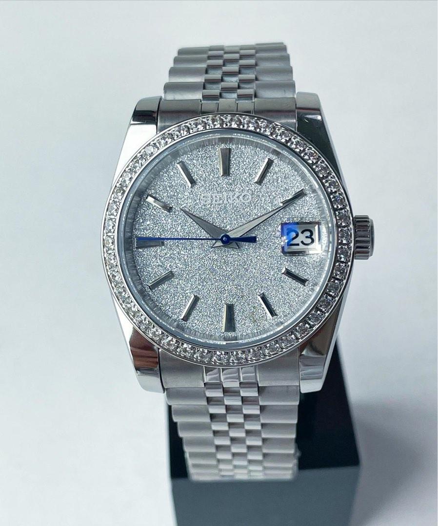 Custom Seiko Mod Iced Diamond GS DateJust, Men's Fashion, Watches ...