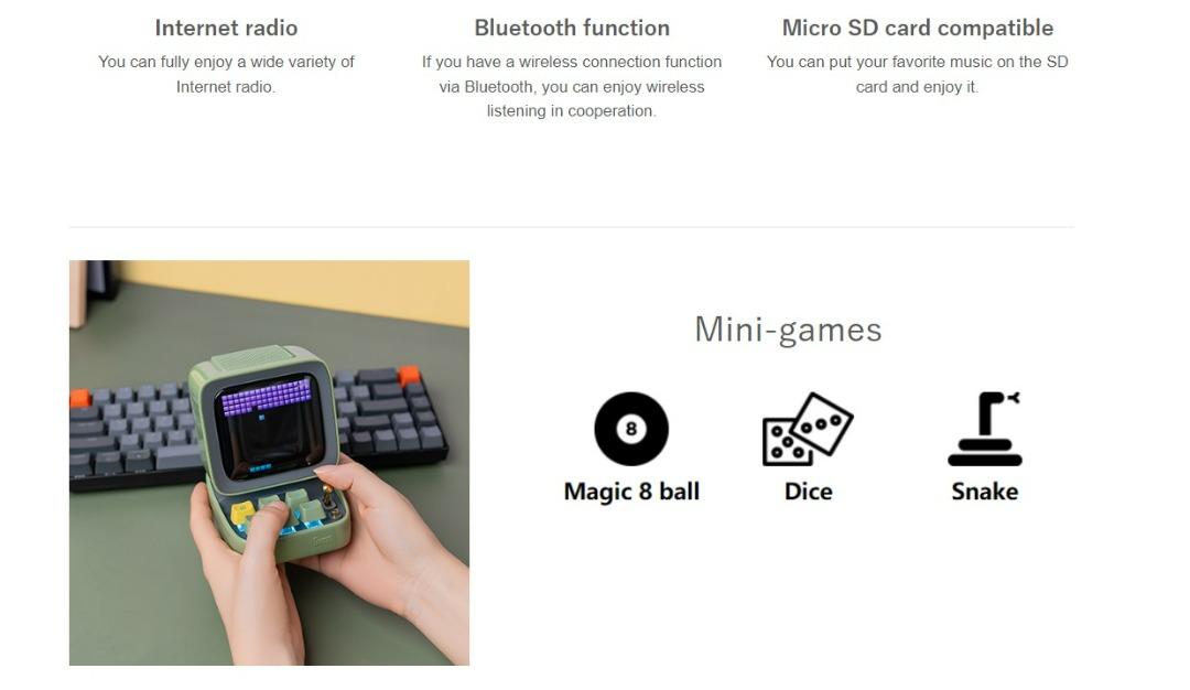 (Ditoo Pro) Divoom Ditoo Pro Pixel Art Gaming Portable Bluetooth Speaker - App Controlled, Audio ...