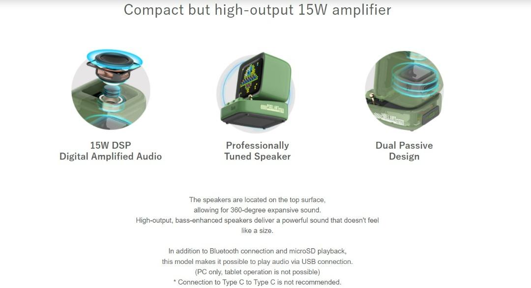 (Ditoo Pro) Divoom Ditoo Pro Pixel Art Gaming Portable Bluetooth Speaker - App Controlled, Audio ...