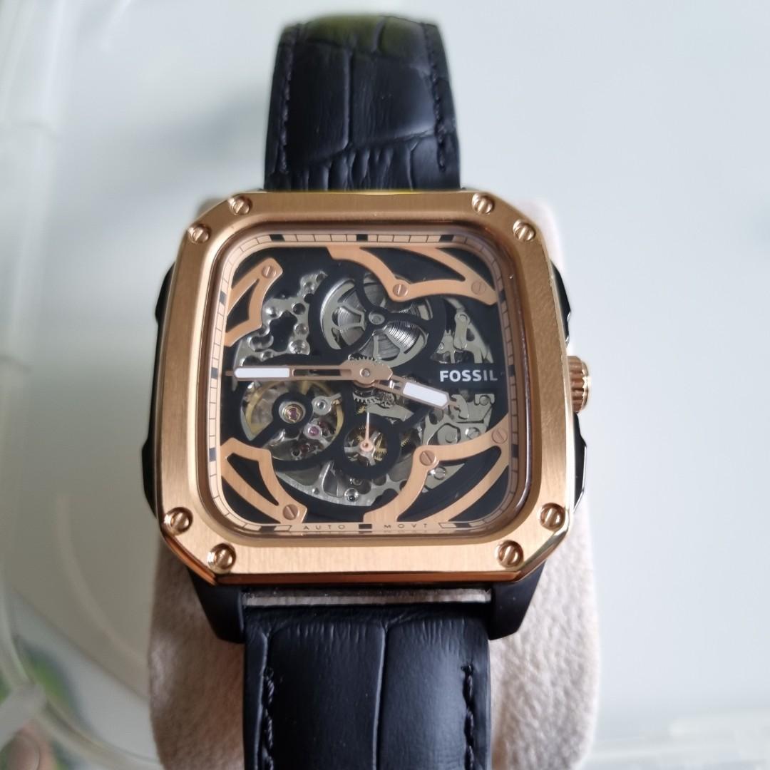 FOSSIL Automatic Black Leather Watch, Luxury, Watches on Carousell