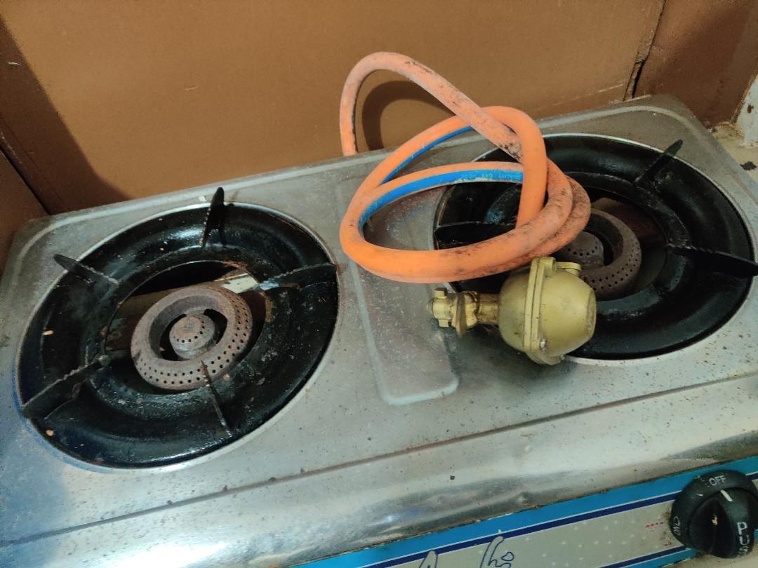 Gas stove Double burner with hose, clamps and regulator, TV & Home ...