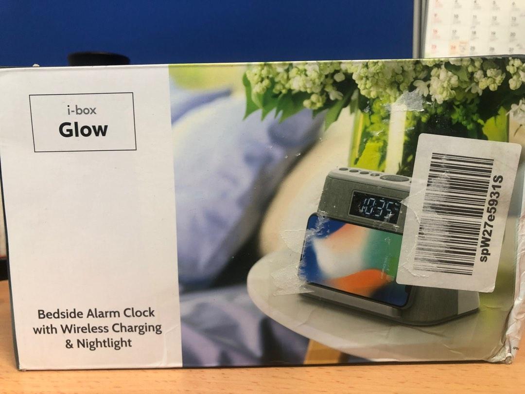 I-Box Glow Wireless Charging Bedside Alarm Clock with Wireless Charging ...