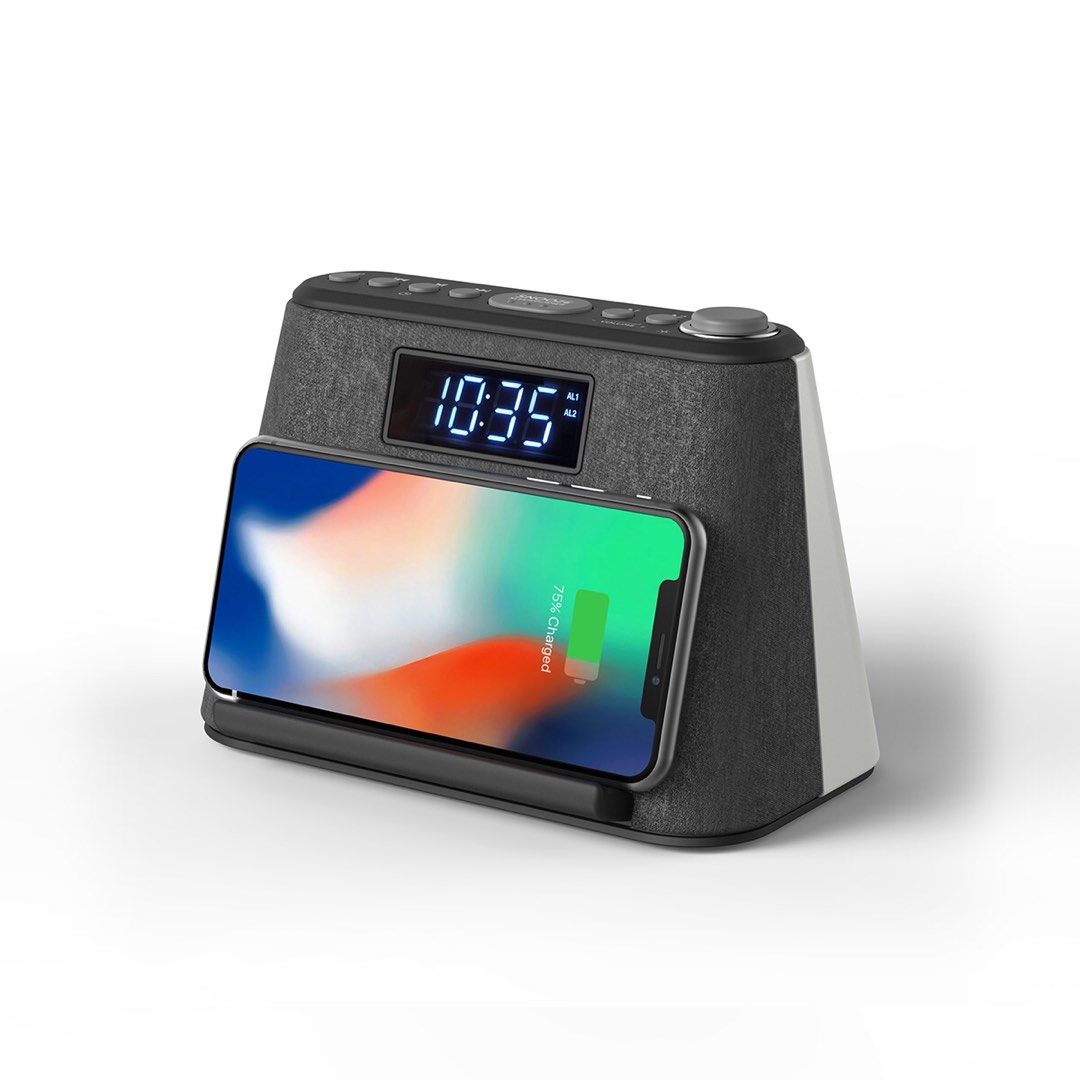 I-Box Glow Wireless Charging Bedside Alarm Clock with Wireless Charging ...